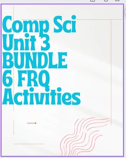 Ap Computer Science Unit 3 Bundle 6 Frq Projects By Business Jedi
