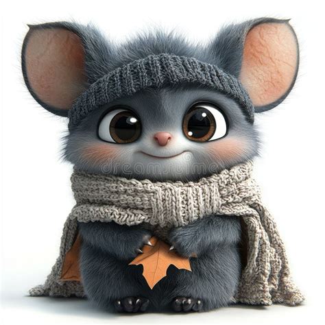 Cute Happy Bat Isolated On White Background Wearing Cold Weather Or Winter Outfit Cartoon Cute Happy Bat Isolated On White Background Wearing Cold Weather Or Winter Outfit Cartoon