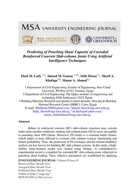 Pdf Predicting Of Punching Shear Capacity Of Corroded Reinforced Concrete Slab Column Joints