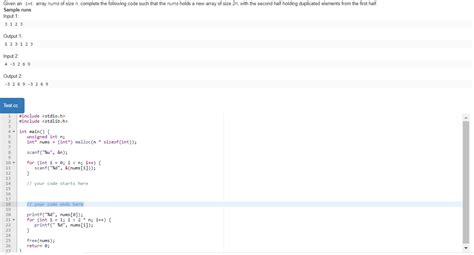 Solved Given An Int Array Nums Of Size N Complete The