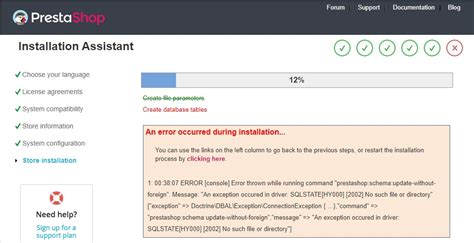 installation error an exception occured in driver sqlstate[hy000