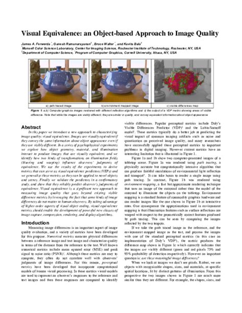 Pdf Visual Equivalence An Object Based Approach To Image Quality