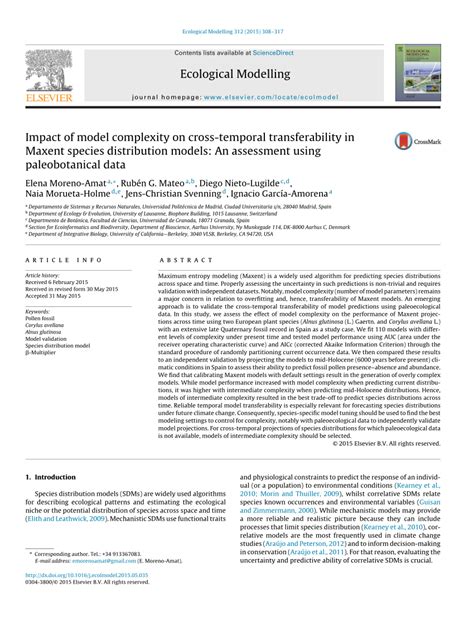 Pdf Impact Of Model Complexity On Cross Temporal Transferability In Maxent Species