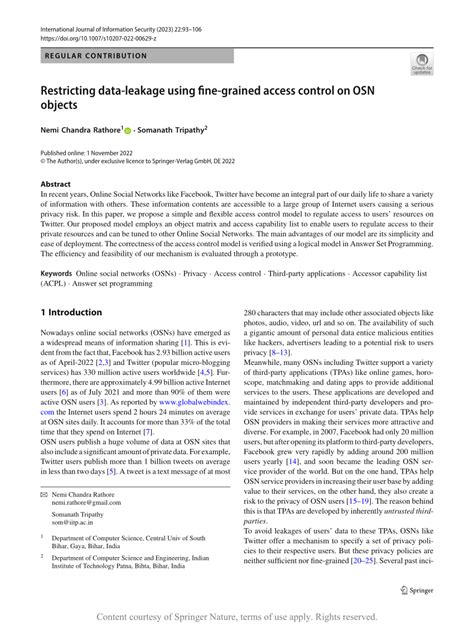 Restricting Data Leakage Using Fine Grained Access Control On OSN Objects Request PDF