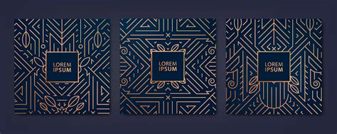 고급 표지 템플릿 사각형 라인 아트 데코 패턴의 벡터 세트입니다 패키지 배너 전단지 프리젠 테이션 및 카드 와인 라벨을위한 디자인 요소 0명에 대한 스톡 벡터 아트 및 기타