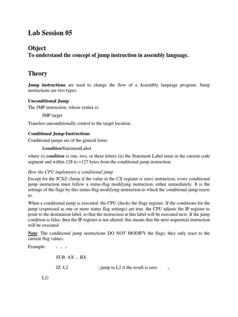 Lab Session 06 Pdf Assembly Language Computer Science
