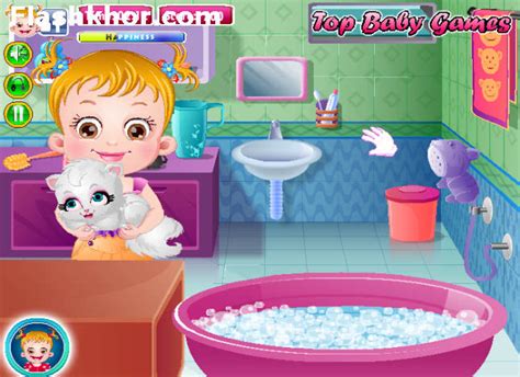 بازی آنلاین بچه داری هیزل کوچولو و گربه ملوس دخترانه فلش