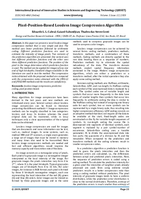 Pdf Pixel Position Based Lossless Image Compression Algorithm