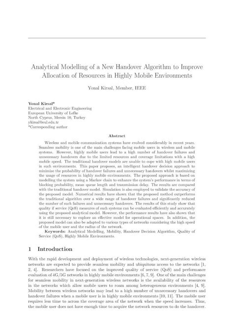 Pdf Analytical Modelling Of A New Handover Algorithm To Univagorarojourfilesjournals7
