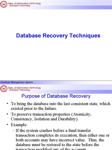Database Recovery Techniques Pdf Database Transaction Computer