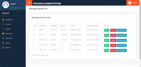 College Alumni System Project Online College Alumni Management Project