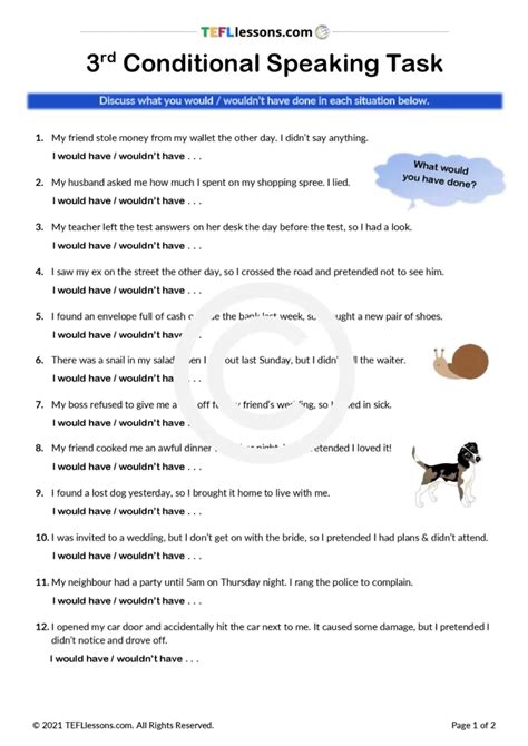 Third Conditional Speaking Practice Tefl Lessons Esl Worksheets And Activities