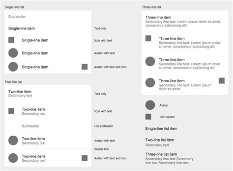Design Elements Android Lists