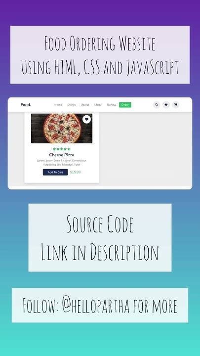 Food Ordering Website Using Html Css And Javascript Htmlcss Coding