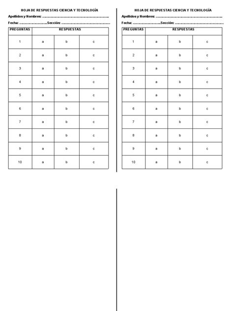 Hoja De Respuestas Ciencia Y Tecnologia 2022 Repechaje Pdf