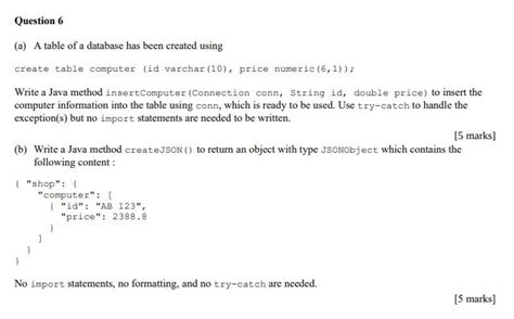 Solved Question A A Table Of A Database Has Been Created Chegg