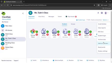 classdojo completing an assignment flow on web page flows