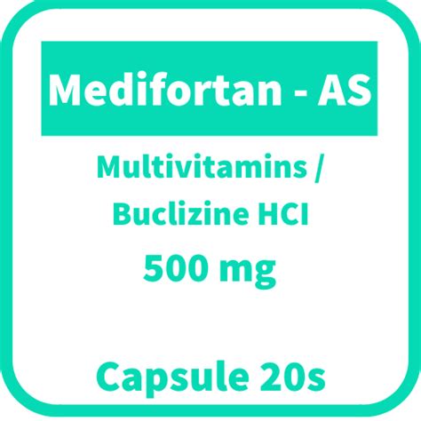 Medifortan As Multivitamins Buclizine Hydrochloride Capsule 20s Price In The Philippines