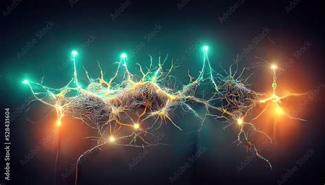 Artificial Brain Cells Transmitting Information Forming Human Nervous System Neural Brain System