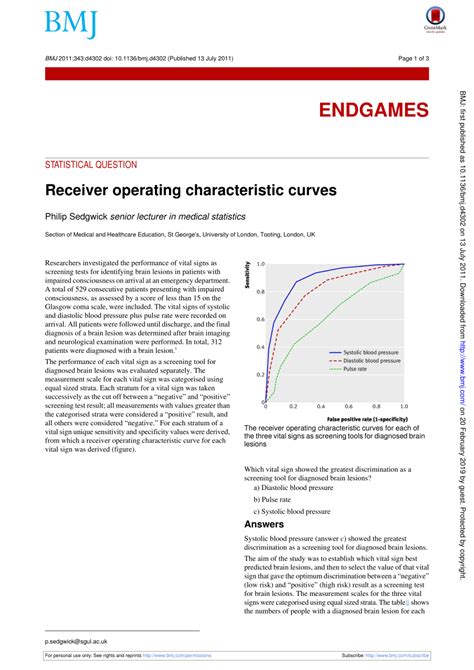 Pdf Receiver Operating Characteristic Curves