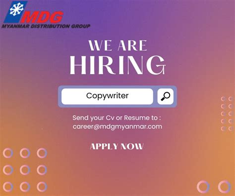 Jobdescription Jobrequirement Mdg Copywriting Urgenthiring Myat K Khaing Myint K