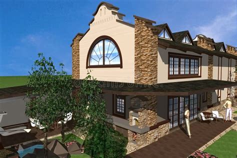 House In Classical Style Stock Illustration Illustration Of