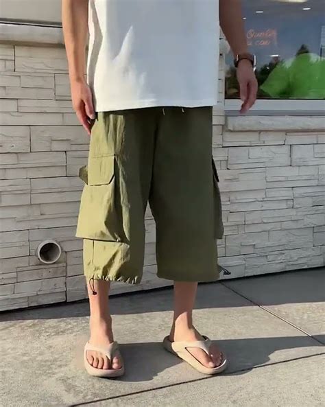 남자 코디 편안한 착용감 허리 밴딩 밑단 스트링 빅 카고포켓 와이드 7부 통큰 반바지 주머니 하프 팬츠 캐쥬얼 스트릿 캐트릿 꾸안꾸 치트키 남자 쇼핑몰 추천 Youtube