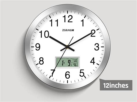 Zgrmbo 12 Atomic Analog Wall Clock With Digital Date Week Indoor Temp Battery