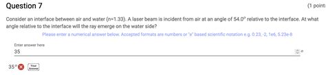 solved question 7consider an interface between air and water