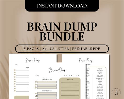 Brain Dump Printable Bundle Printable Brain Dump Planner Adhd Brain
