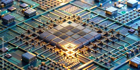 Microscopic View Of Intricate Circuitry On A Shiny Silver Silicon Wafer With Tiny Transistors