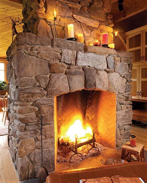 Rustic Stone Rumford Fireplace Design