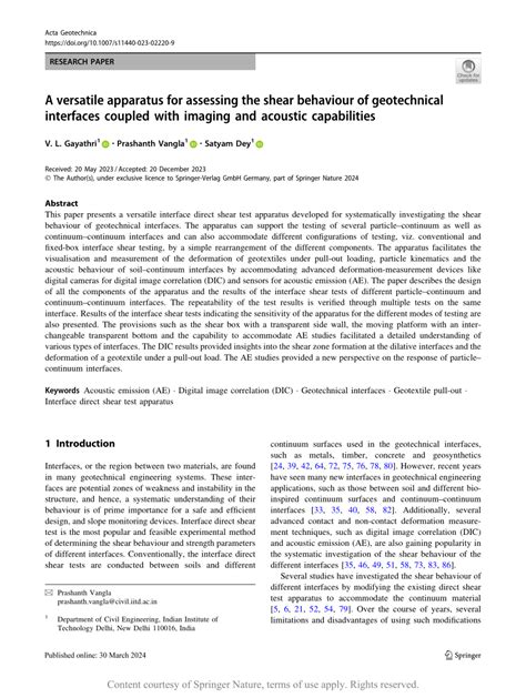 A Versatile Apparatus For Assessing The Shear Behaviour Of Geotechnical Interfaces Coupled With