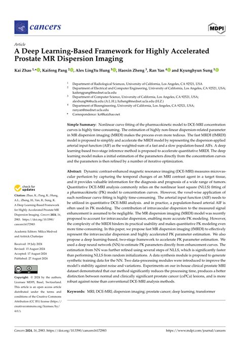Pdf A Deep Learning Based Framework For Highly Accelerated Prostate Mr Dispersion Imaging