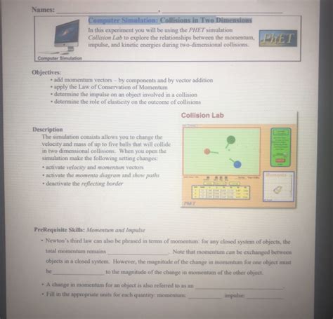 Solved Names Computer Simulation Collisions In Two