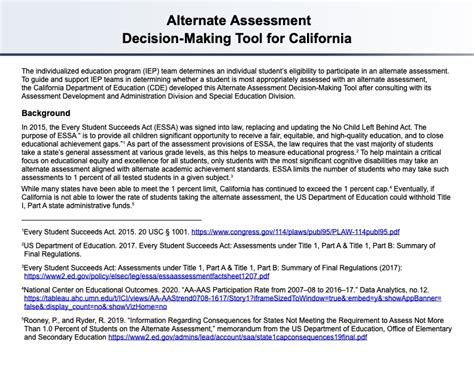 Alternate Assessment Decision Making Tool For California Chapman University Transition Ca