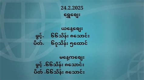 24 2 2025 တနင်္လာနေ့ တစ်နေ့တာ စျေးကွက် စျေးနှုန်းများ Youtube