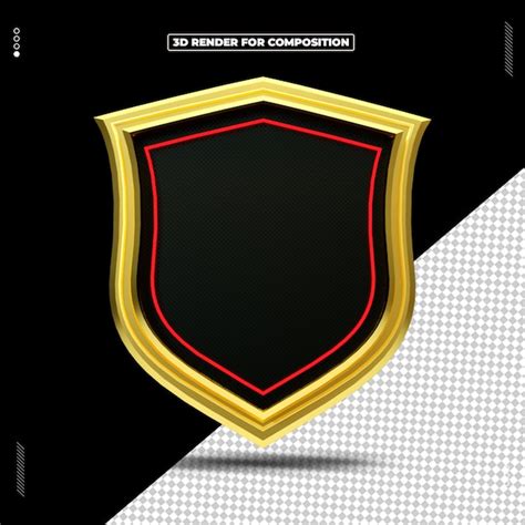 premium psd 3d render object light metallic shield