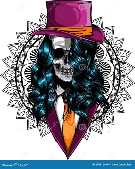 Vector Illustration Of Skull Wearing Suit And Hat Stock Vector Illustration Of Vintage
