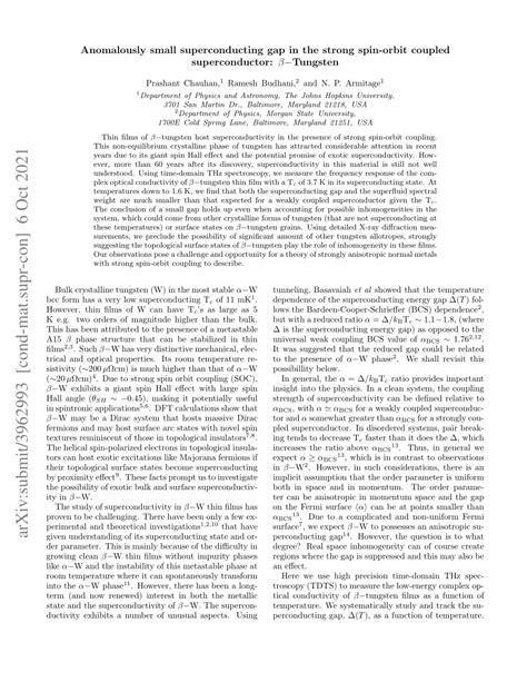 Pdf Anomalously Small Superconducting Gap In A Strong Spin Orbit Coupled Superconductor β