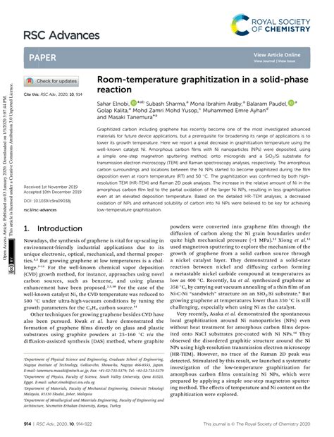 Pdf Room Temperature Graphitization In A Solid Phase Reaction
