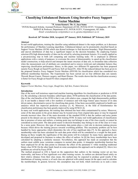 Pdf Classifying Unbalanced Datasets Using Iterative Fuzzy Support Vector Machine
