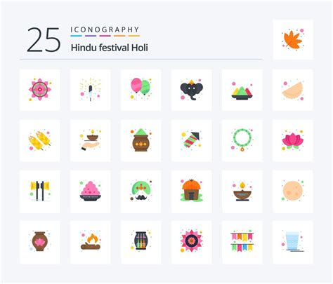 Holi 25 Flat Color Icon Pack Including Holi Hinduism Decoration