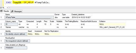 Sql Server Get Structure Of Temp Table Like Generate Sql Script And