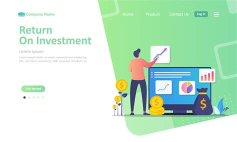 Roi 개념 투자 수익률 재무 차트를 관리하는 사람들 이익 수입 웹 방문 페이지 Ui 모바일 앱 배너 템플릿에 적합합니다 벡터