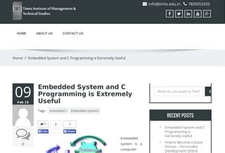 Embedded System And C Programming Is Extremely Useful PPT