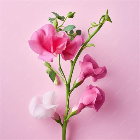 Premium Photo Realistic Sweet Pea Flower Stem On Pink Background