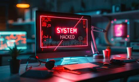 Cybersecurity Breach Warning With System Hacked Alert On A Computer