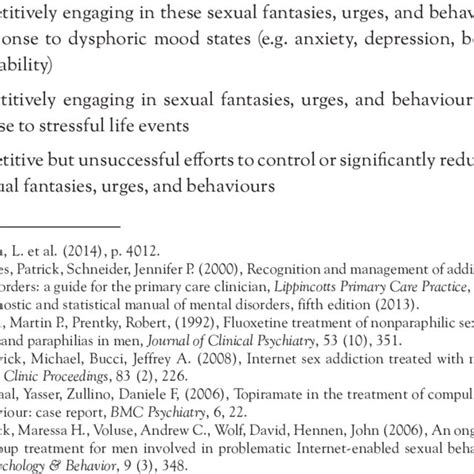 The Proposed Criteria For Hypersexual Disorder A Over A Period Of At Download Scientific