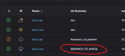 Jenkins Git Branches Column Showing Parameter Name Instead Of Actual